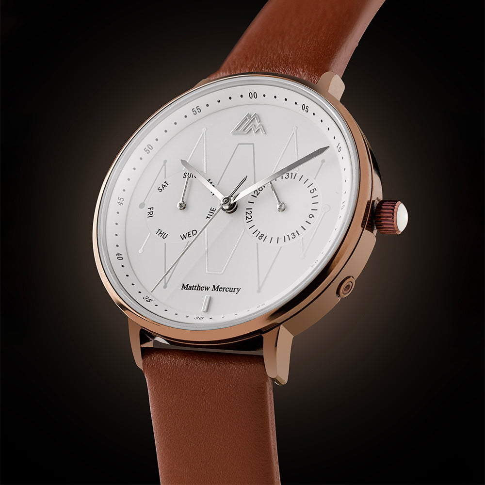 Double Date - leather – Matthew Mercury Watches