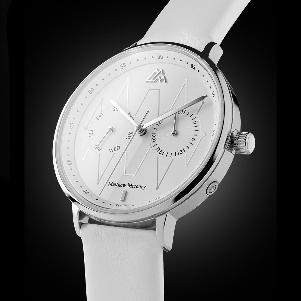 Silver Pearl - leather – Matthew Mercury Watches