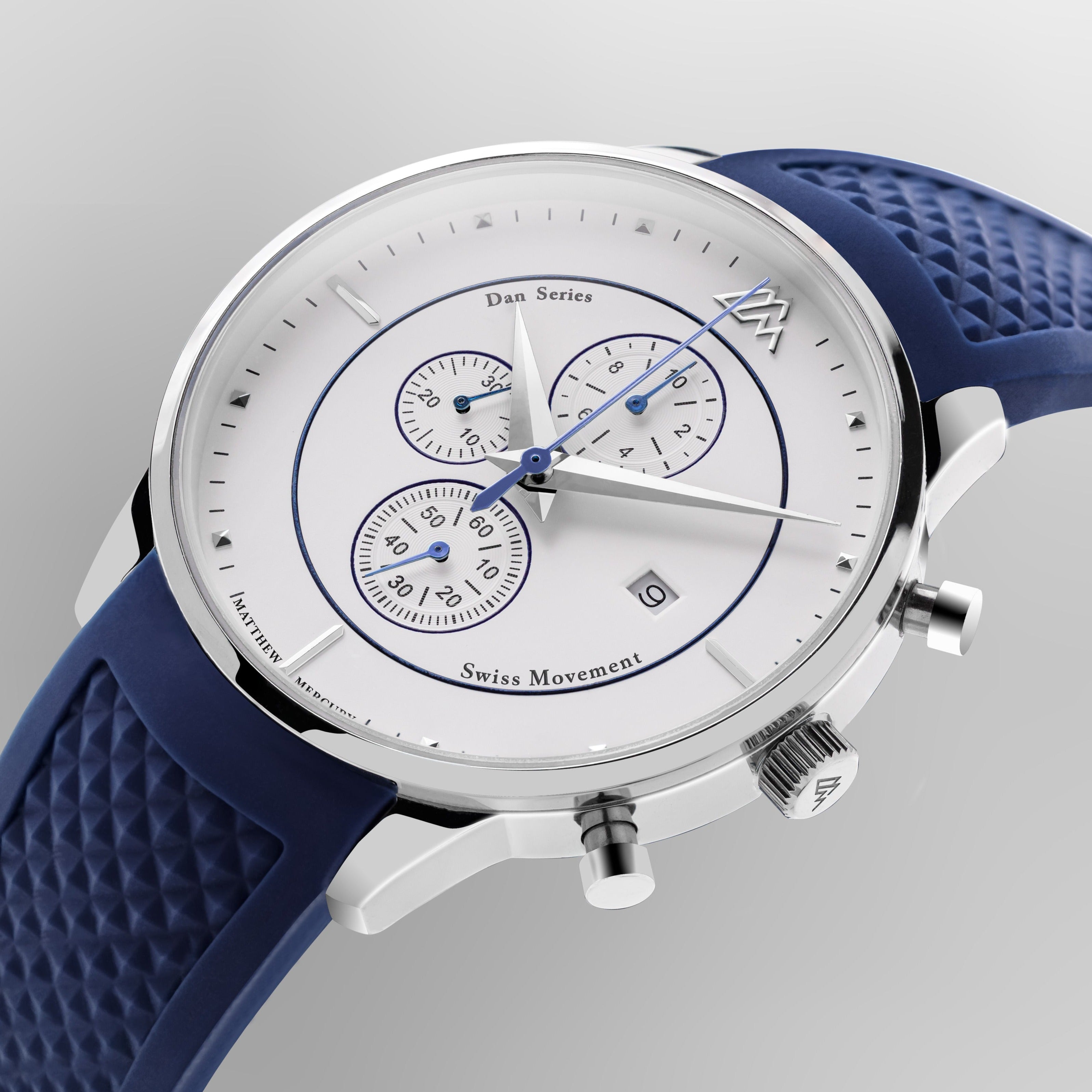 Dan W - Rubber Blue – Matthew Mercury Watches